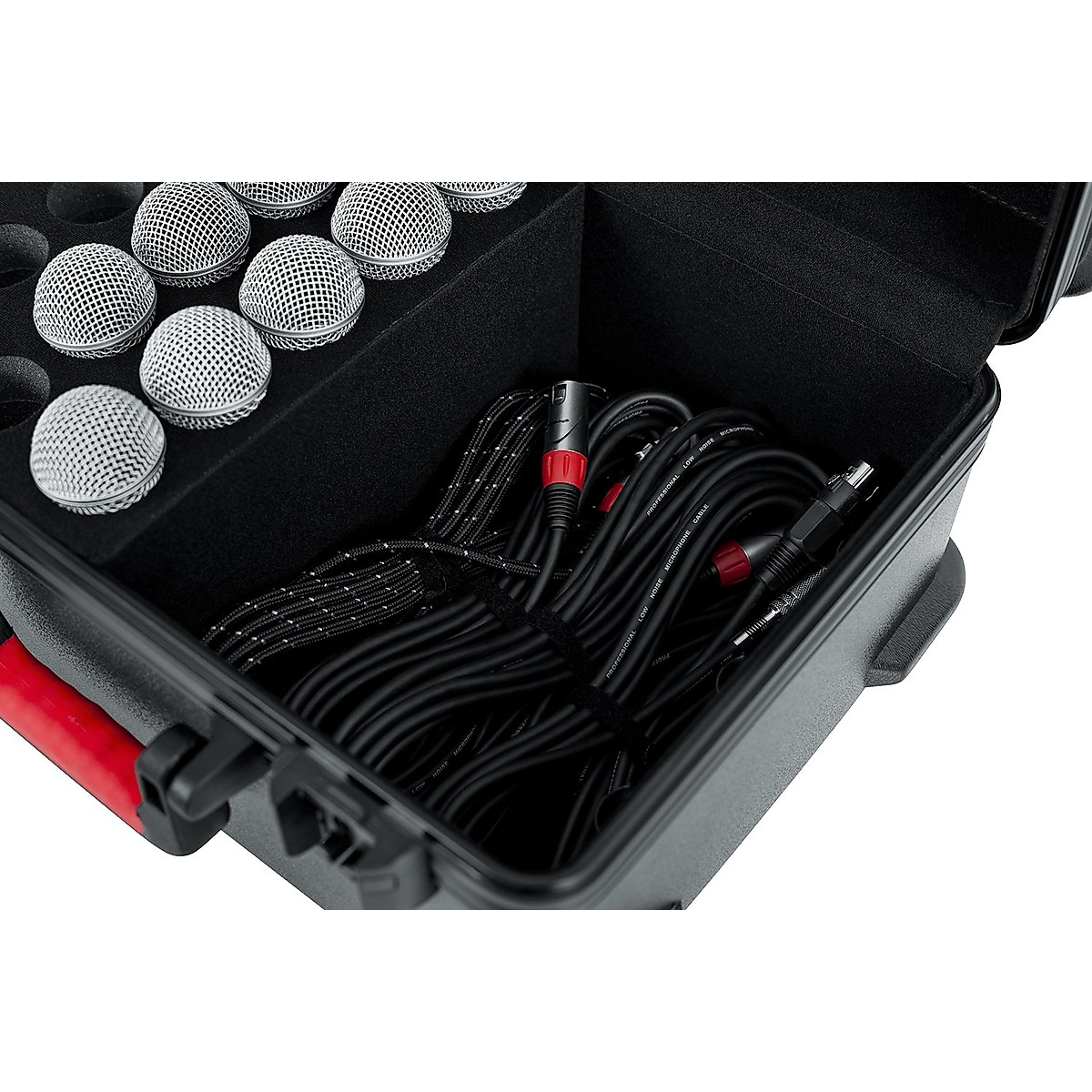 Gator Cases Molded Flight Case to Hold Up to (15) Wired Microphones with TSA Approved Locking Latch and Cable Storage; (GTSA-MIC15)
