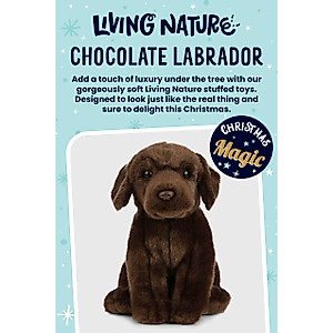 Living Nature Chocolate Labrador Stuffed Animal | Fluffy Dog Animal | Soft Toy Gift for Kids | 8 inches