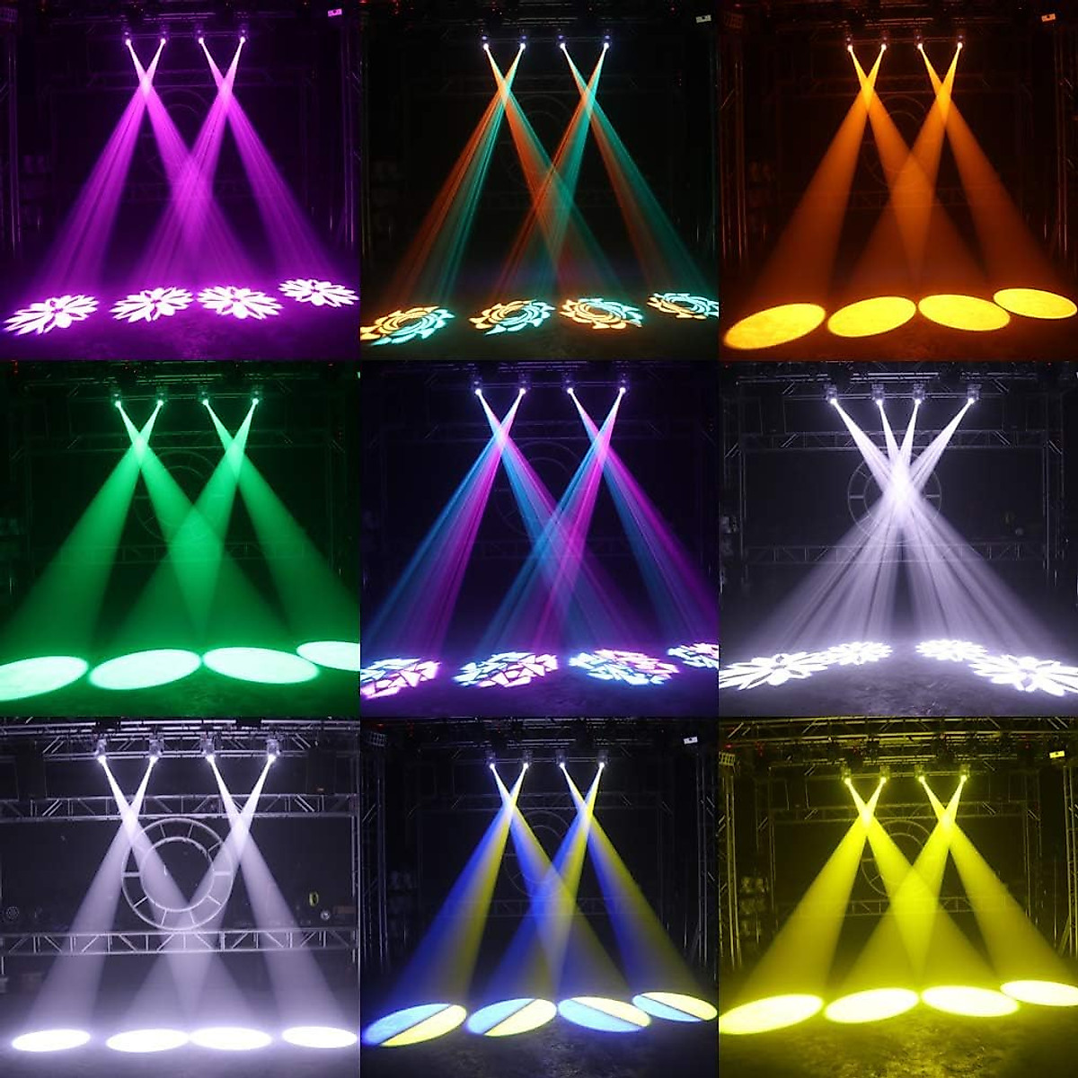 U`King 60W Moving Head Lights, White Moving LED DJ Lights RGBW Stage Light with Remote 8 GOBO 8 Pattern Spotlight by DMX 512 Controlled 9/11 Channel for Church KTV Club Concert Party Wedding