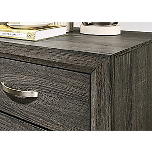 Roundhill Furniture Stout Panel Queen Size Bedroom Set with Bed, Dresser, Mirror, 2 Night Stands, Chest, Grey