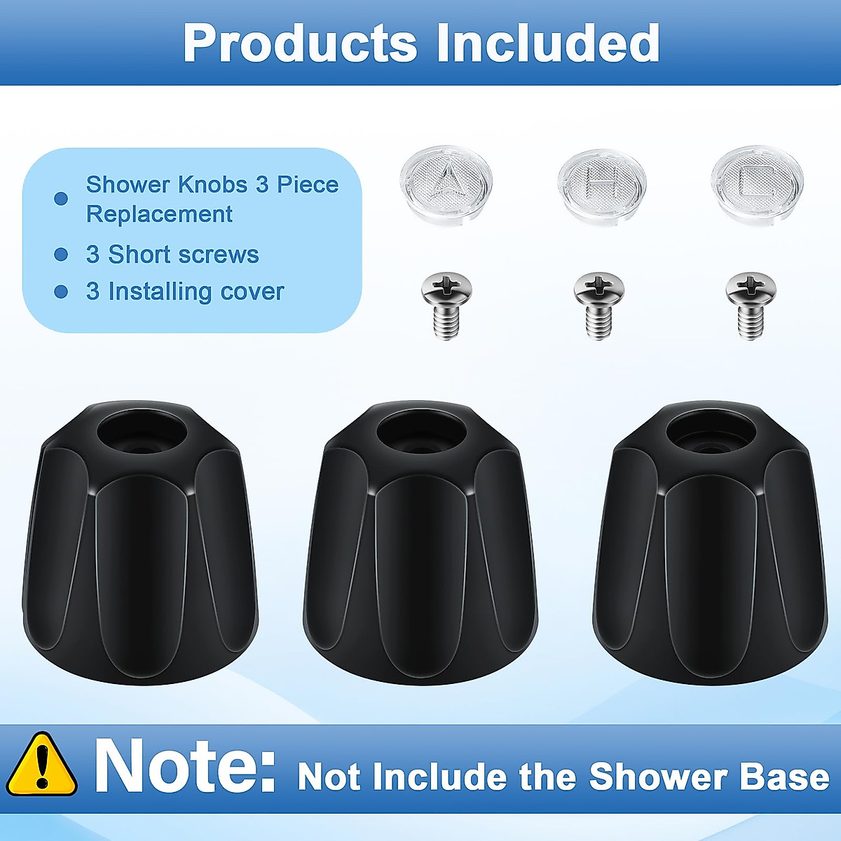 UCDETD Metal Shower Knobs 3 Piece Replacement, Compatible with Price Pfister Verve and Bathtub Shower Faucet Handle, Shower Knobs Include Hot/Cold/Diverter and 3 Screws (Matte Black)