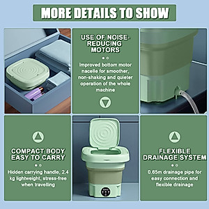 Mini Washing Machine, Foldable Washing Machine, 8L Large Capacity Portable Washing Machine, 3 Modes Deep Cleaning Half Automatic Washt Laundry Machine, Suitable for Washing Small Pieces of Clothing