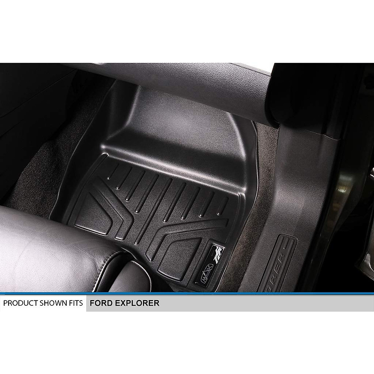MAXLINER Custom Fit Floor Mats 3 Row Liner Set Black Compatible with 2017-2019 Ford Explorer without 2nd Row Center Console
