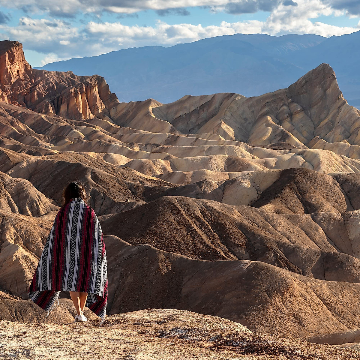 Authentic Large Handwoven Mexican Blanket - Soft Yoga Blanket - Durable Serape Blanket - Lightweight Falsa Blanket, Beach Blanket, Camping Blanket, Picnic Blanket, Outdoor Blanket 70"x50" - Cherry