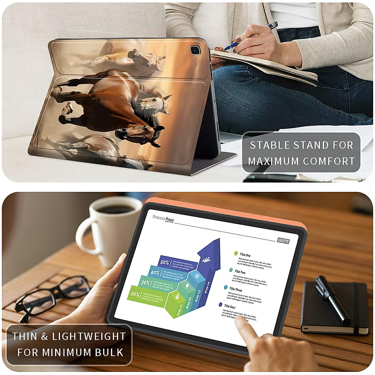 Case for Galaxy Tab S7 FE 5G/S8 Plus/S7 Plus 12.4" Tablet PU Leather Slim Lightweight Cover with Auto Wake/Sleep Case for Samsung Tab S7 FE 2021/S8+ 2022/S7+ 2020,Mountain Abstract Watercolor Art