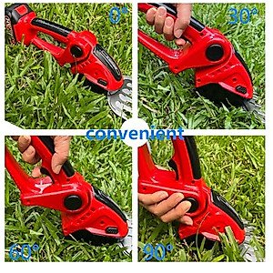 Cordless Hedge Trimmer-24V Electric Shrub Trimmer Grass Shears Handheld Grass Cutter, Hedge Shear with 2 PCS Rechargeable Battery, Charger and Toolbox to for Garden, Lawn, Red