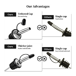 48 Pack Liquor Pour Spouts,Pour Spout for Liquor Bottles with Stoppers,Dishwasher Safe Hygienic Alcohol Speed Spouts,Pour Spouts Suitable for About 3/4" Bottle Mouth, for Olive Oil, Juice, Syrup.