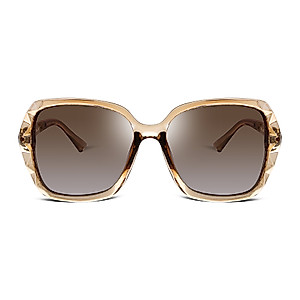 FEISEDY Polarized Women Square Sunglasses Sparkling Composite Shiny Frame B2289