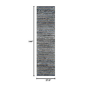 SAFAVIEH Cape Cod Collection Runner Rug - 2'3" x 12', Blue & Natural, Handmade Flat Weave Braided Jute & Cotton, Ideal for High Traffic Areas in Living Room, Bedroom (CAP363A)