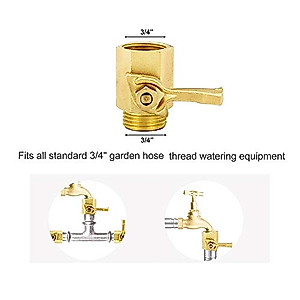 Hooshing 2PCS Heavy Duty 3/4" Brass Shut Off Valve Garden Hose Connector Water Flow Control Valve for Garden Nozzle Water Hose
