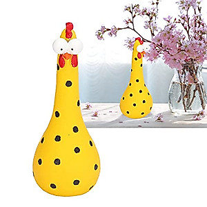 TOTITOM Chicken Statue Silly Chicken Decor Resin Statue Ornaments with Long Neck Handmade Unique Ornament for Home Garden Backyard Decoration(Yellow)