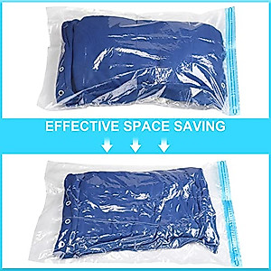 24 Pack Travel Space Saver Bags Rolling Compression Bags Bulk for Packing Luggage Clothes, 8 x XL, 8 x L, 8 x S, Vacuum Seal Storage Bags Roll Up Shrink Bags Without Pump for Traveling Space Saving