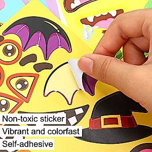 24 Pieces Halloween Make-a-face Sticker Mix and Match Sticker Make Your Own Stickers Halloween Party Games for Birthday Party Decorations Halloween Party Supplies Make a face
