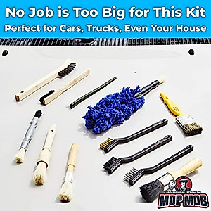 Pro-grade Auto Detailing Brush Kit 12 Pack. Ultra Value Set For Interior and Exterior Car Care. Clean Every Crevice with Gentle, Scratch-Free Natural Detailing Brushes and Heavy-Duty Wire Scrubbers