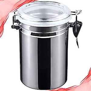EXCEART Airtight Coffee Container Stainless Steel Container Coffee Beans Storage Vault Coffee Canister Jar 12cm x 17cm