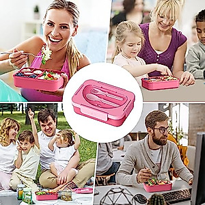 Lunch Box Kids, Bento Box, 1350ML Bento Lunch Box for Kids, Lunch Containers with 5 Compartments Utensils Food Picks Cake Cups, Leak-proof Bento Box Adult Lunch Box for Boys Girls Toddler, Pink