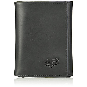 Fox Racing Men's Standard Trifold Leather Wallet, Black, One Size