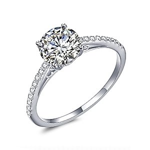 Atylyk 1.2 Carat Moissanite Engagement Ring Wedding Promise Gold Plated Sterling Silver Round Solitaire Rings for Women (5.5)