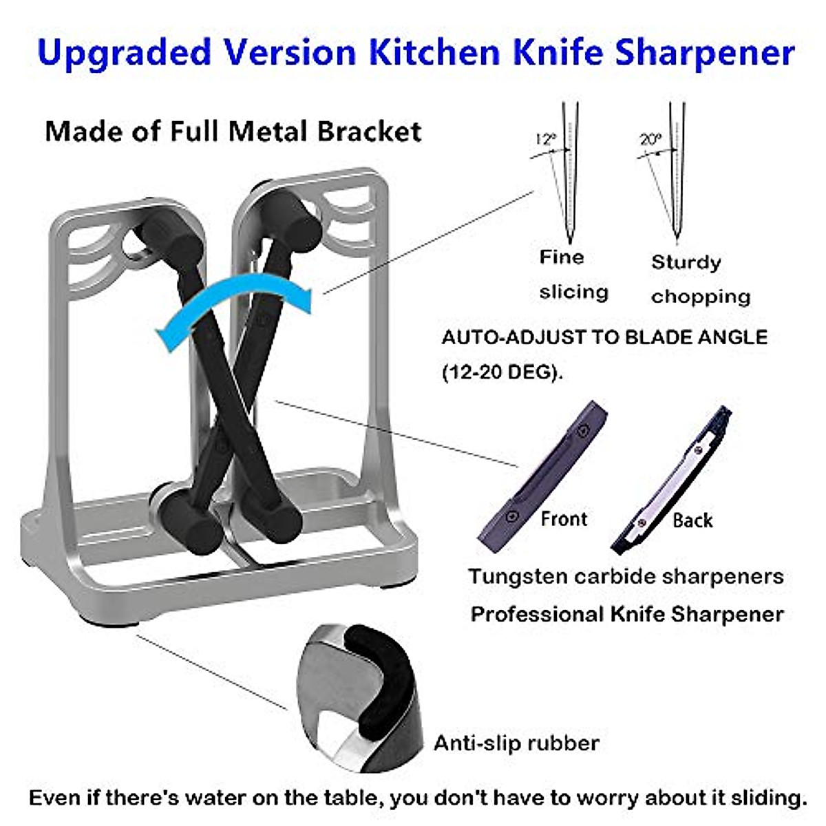 Knife Sharpener, Knife Sharpeners for Kitchen Knives, Knife Sharpening with Adjustable Angles, Ehoyal Kitchen Knife Sharpener Helps Repair Sharpens, Hones, Polishes Blades for Steel Knives