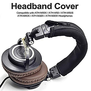 Earpad Repair Parts Suit Replacement Cooling Gel Ear Pad and Headband Pad Compatible with Audio Technica M30 M40 M50 M50X M50S M40X Headphone