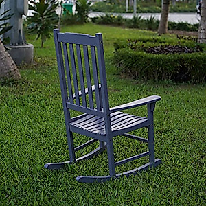 Merry Garden Northbeam Outdoor Solid Acacia Hardwood Slatted Back Rocking Chair for Deck, Porch, & Patio Seating with 250 Pound Capacity, Grey