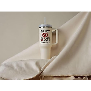 60th Birthday Gifts for Women Men, 60 Year Old Birthday Gift for Men, Insulated Stainless Steel Cup, 40 Oz Tumbler with Handle