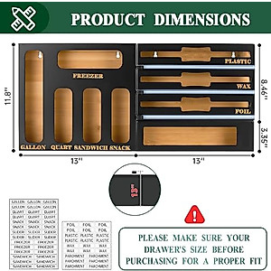 Hoshier 9 in 1 Bundle Wooden Ziplock Bag Organizer with Wrap Organizer For Kitchen Drawer