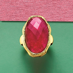 Ross-Simons 25.00 Carat Pink Quartz Ring in 18kt Gold Over Sterling. Size 9