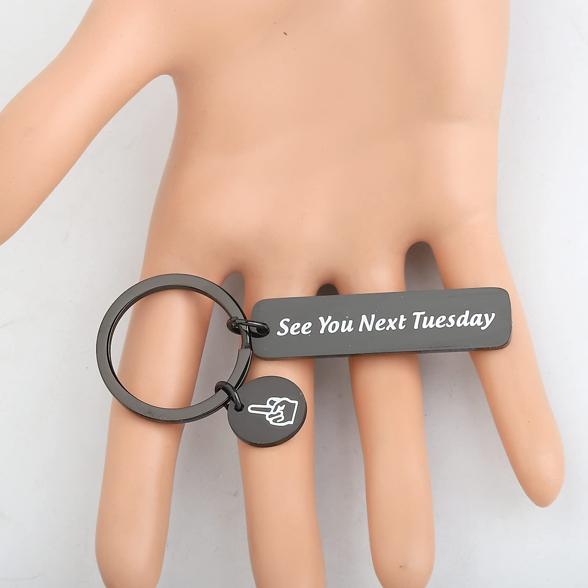 HOLLP Funny Gift for Best Friend See You Next Tuesday Keyring with Middle Finger Charm CUNT” Gag Gift (See You Next Tuesday-black)