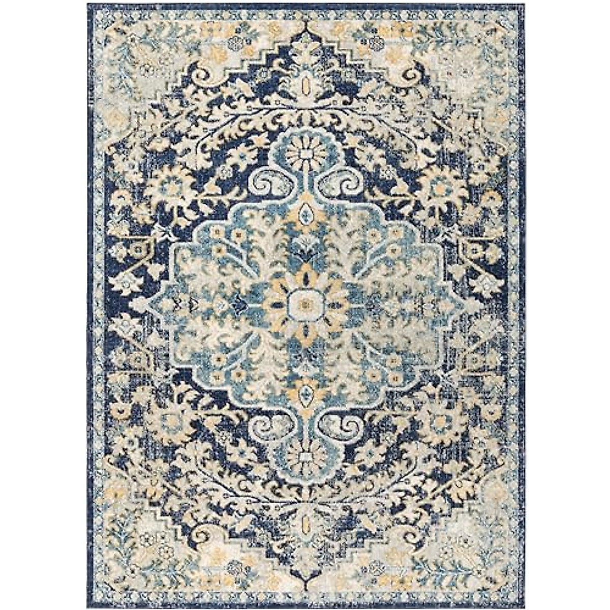 Livabliss Odelia Vintage Bohemian Area Rug,5'3" x 7'3",Navy/Sky Blue