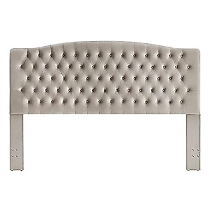 24KF Velvet Upholstered Tufted Button King Headboard and Comfortable Fashional Padded King/California King Size headboard-Taupe