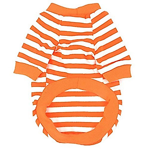 Zunea Dog Shirts for Small Dogs Girl Boy Summer Puppy Vest Clothes Soft Cotton Striped Sun Protection Tee Shirt Short Sleeve Pet Dog Chihuahua Apparel Cat Clothing Orange XL
