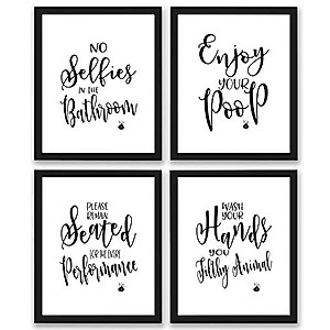 TheNameStore Bathroom Quotes and Sayings Art Prints | Set of Four Photos 8x10 Unframed | Great Gift for Bathroom Decor