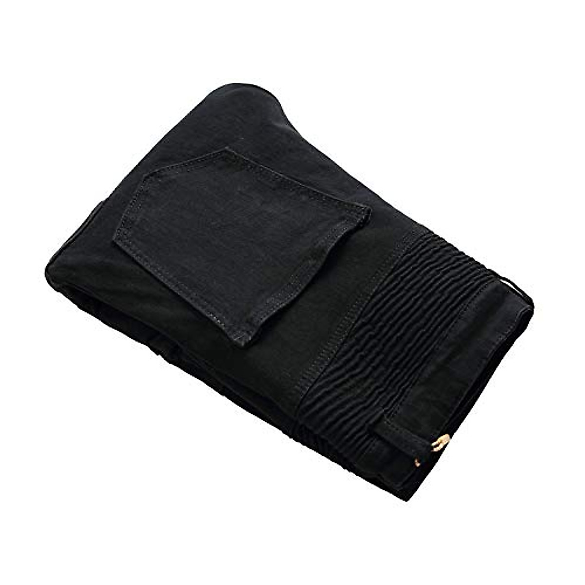 HENGAO Mens Slim Fit Skinny Stretch Moto Biker Jeans, Fashion Ripped Distressed Destroyed Comfort Straight Leg Denim Pants, 1655 Black, W42