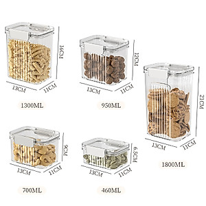 Food Storage Containers Set with Lids BPA Free Plastic Dry Food for Kitchen Pantry Plastic Leak-proof for Organizing Flour Sugar Rice Cereal Spaghetti Baking Supplies Easy Pouring Lid