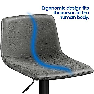 Yaheetech BarStools Modern Design Bar Stools Urban Industrial Faux Leather Armless Chair Adjustable Height and 360° Rotation for Bar Counter Kitchen Home Set of 4, Grey