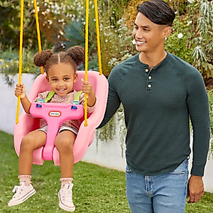Little Tikes Snug 'n Secure Pink Swing with Adjustable Straps, 2-in-1 for Baby and Toddlers Ages 9 Months - 4 Years