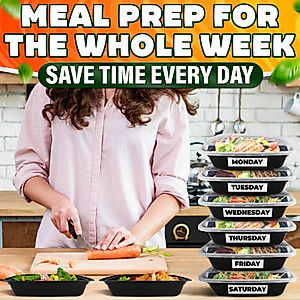 New Century, 50-Pack [32 oz] 1-Compartment Food Container - Rectangular Meal Prep Bento with Lid - Portable Lunch Box - Stackable - BPA Free - Freezer/Microwave/Dishwasher Safe - Reusable Storage