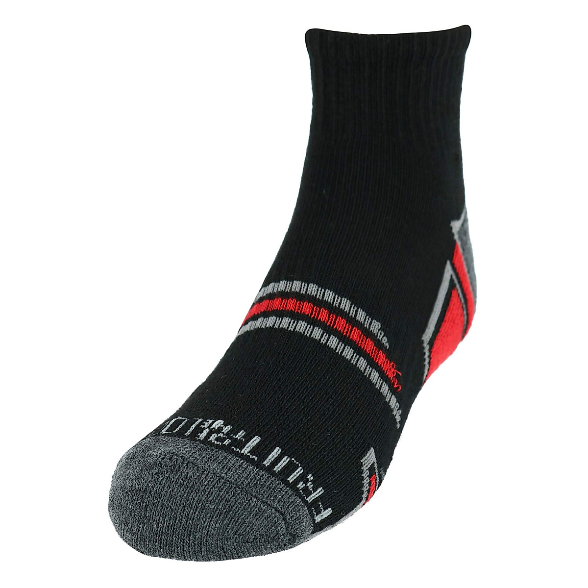 Fruit of the Loom Boys' 6-Pair Half Cushion Ankle Socks (Large (Shoe 3-9), Black 1)