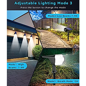 JUO Solar Spotlights Outdoor Waterproof IP67, 32 LED 3 Lighting Modes Brightest Solar Lights Outdoor, Solar Powered Garden Pathway Lights Landscape Spotlights for Trees/Flags/Yard/Walkway