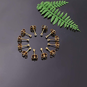 14K Gold Plating Tiny 2MM Cubic Zirconia Stud Earrings Minimal 20G Cartilage Piercing Ear Studs Smallest CZ Post Earrings for Women&Men…