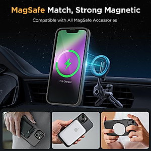 Miracase Magnetic Series for iPhone 14 Case [Compatible with MagSafe] [with 2X Screen Protectors] Military-Grade Protection, Anti-Fingerprint, Slim Design Phone Case for iPhone 14, Graphite Black
