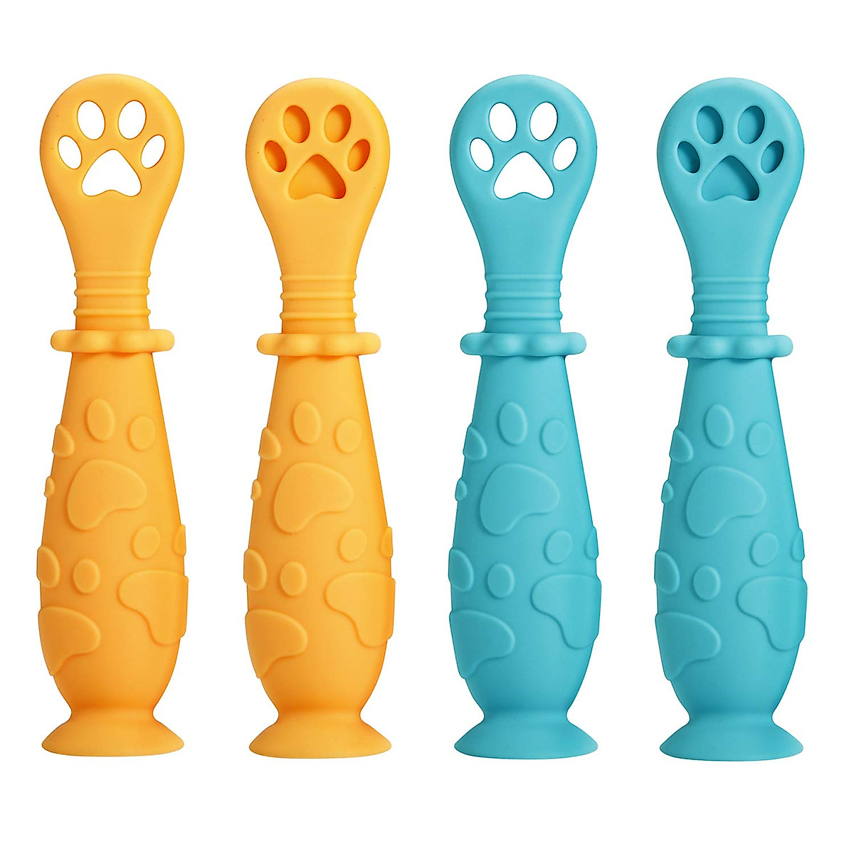 PandaEar Baby Spoon Set (4 Pack)|BPA Free Stage One Silicone Self Feeding Utensil| Baby Led Weaning|Teething Friendly|Kids Toddlers 3-36 Months+