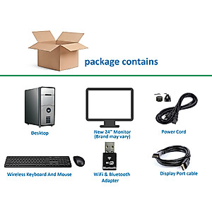 HP 800 G3 Small Form Computer Desktop PC, Intel Core i5-6500 3.20GHz Processor, 16GB Ram, 256GB NVMe SSD + 2TB HDD, New 24-inch Monitor, WiFi & Bluetooth, Wireless Keyboard Mouse, Windows 10 (Renewed)