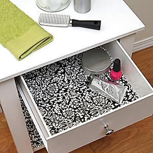 Con-Tact Brand Creative Covering Self-Adhesive Vinyl Drawer and Shelf Liner, 18" x 20', Mirabella Black & White