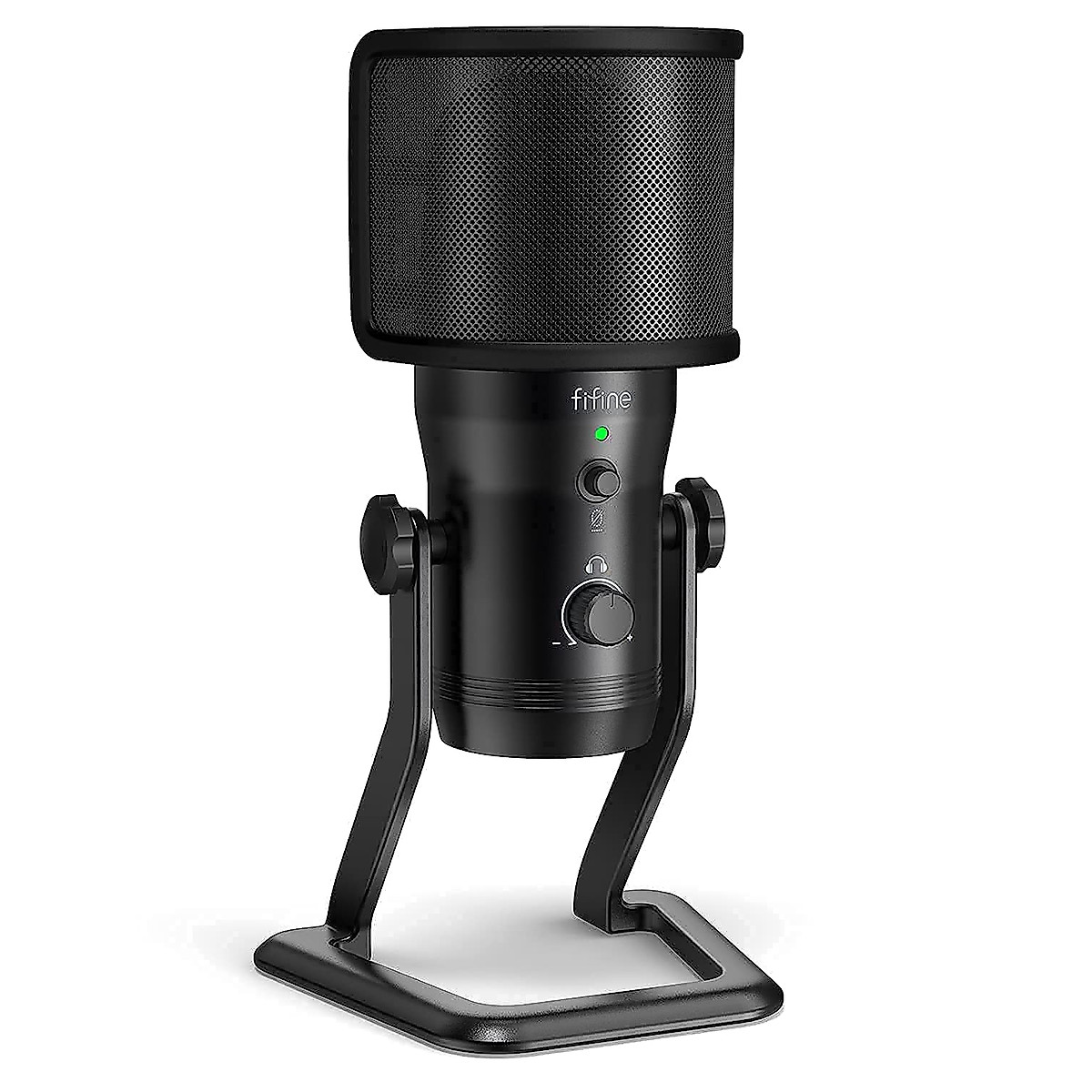 FIFINE USB Studio Recording Microphone Computer Podcast Mic with Pop Screen for PC, PS4 (K690+U1)