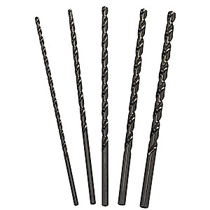 Drill America 5 Piece High-Speed Steel Extra-Long Drill Bit Set (1/4 - 1/2" x 12" Long), POU Series