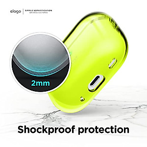 elago Compatible with AirPods Pro 2nd Generation Case Clear Cover - Compatible with AirPods Pro 2 Case, Protective Case Cover, Shockproof, Wireless Charging, Reduced Yellowing [Neon Yellow]