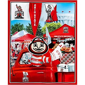 NCAA Ohio State Buckeyes Digital Tailgate Cotton Panel 36" x 44", Fabric by the Yard