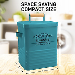 ELITAPRO Laundry Detergent Storage Container with Scoop & Lid- Modern Farmhouse Metal Laundry Powder Dispenser for Laundry Room Decor and Accessories - Laundry Room Organization & Storage (Teal)